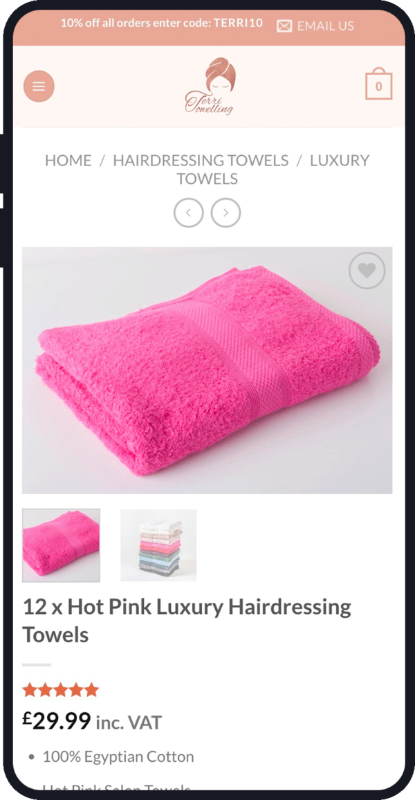 Terri Towelling - Luno - A web design company in Dover, Kent