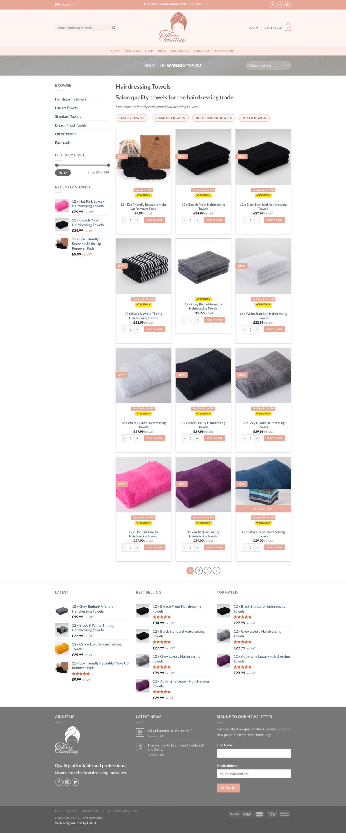 Terri Towelling - Luno - A web design company in Dover, Kent